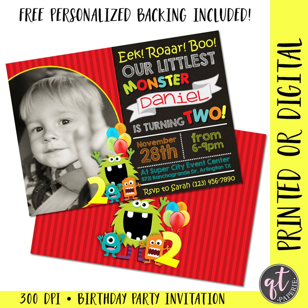 Monster Invitation, Monster Birthday Party Invitation, Monster Birthday ...