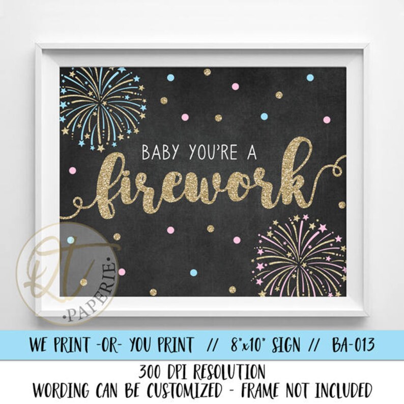 Baby You're A Firework Sign Firework Gender Reveal Sign | Etsy