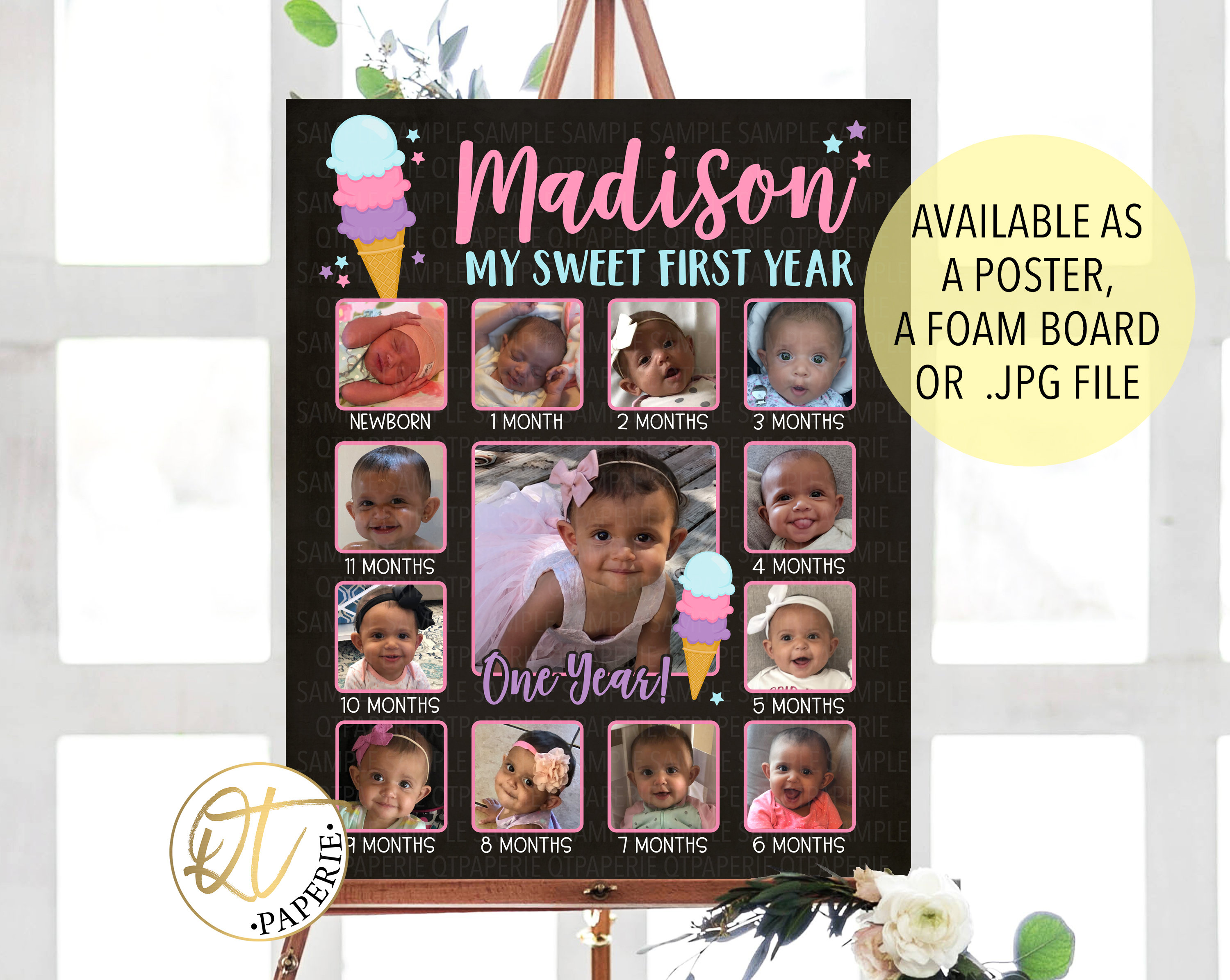 Ice Cream First Birthday Sign Ice Cream Monthly Photo Sign - Etsy
