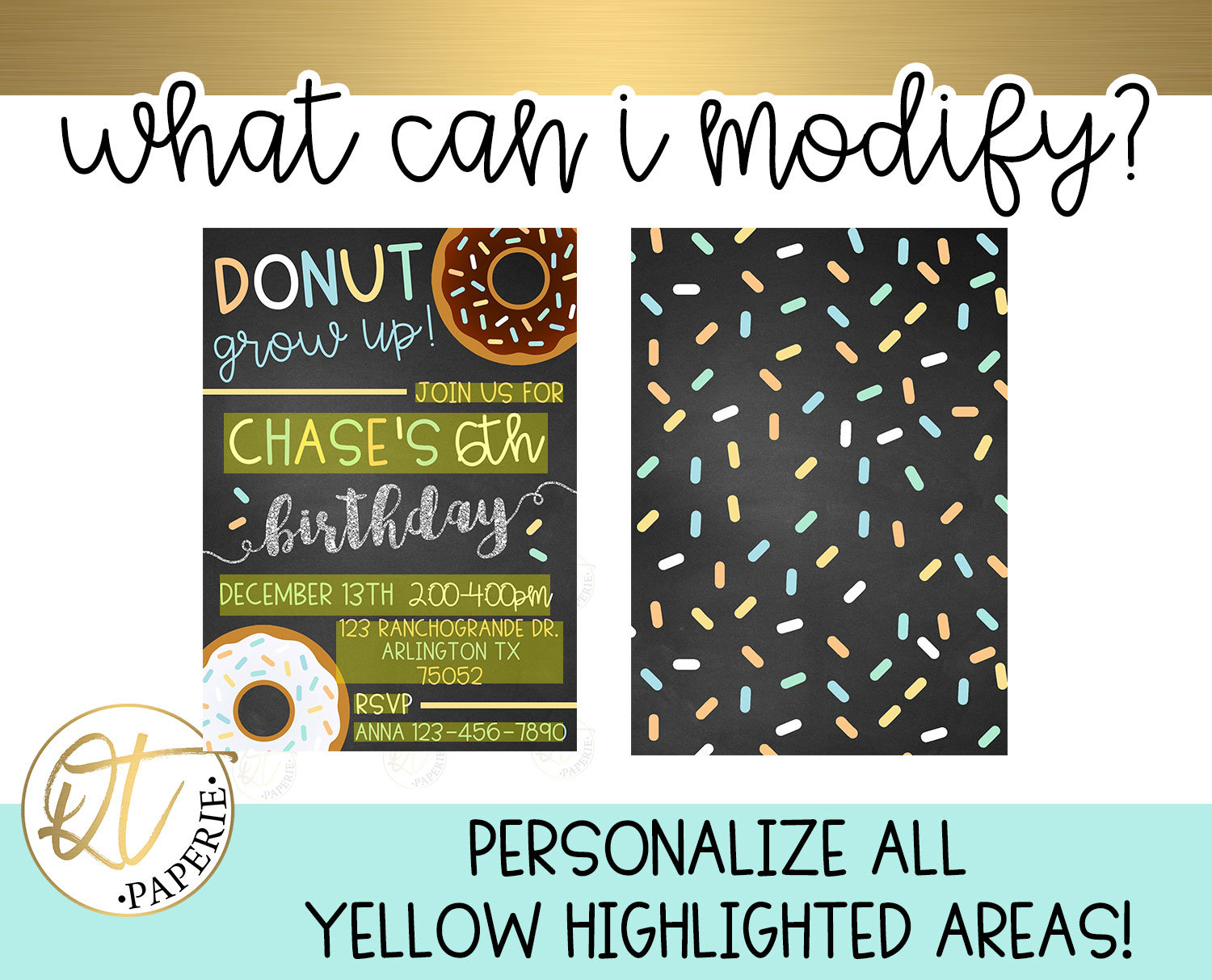 Editable Donut Grow up Invitation, Boy Donut Invite, Donut Invitation ...