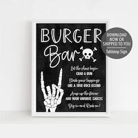 Printable Burger Bar Sign, Printable Burger Table Sign, Hamburgers Sign ...