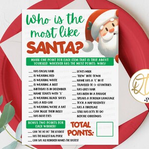Who is Most Like Santa Game, Funny Family Christmas Game, Printable ...