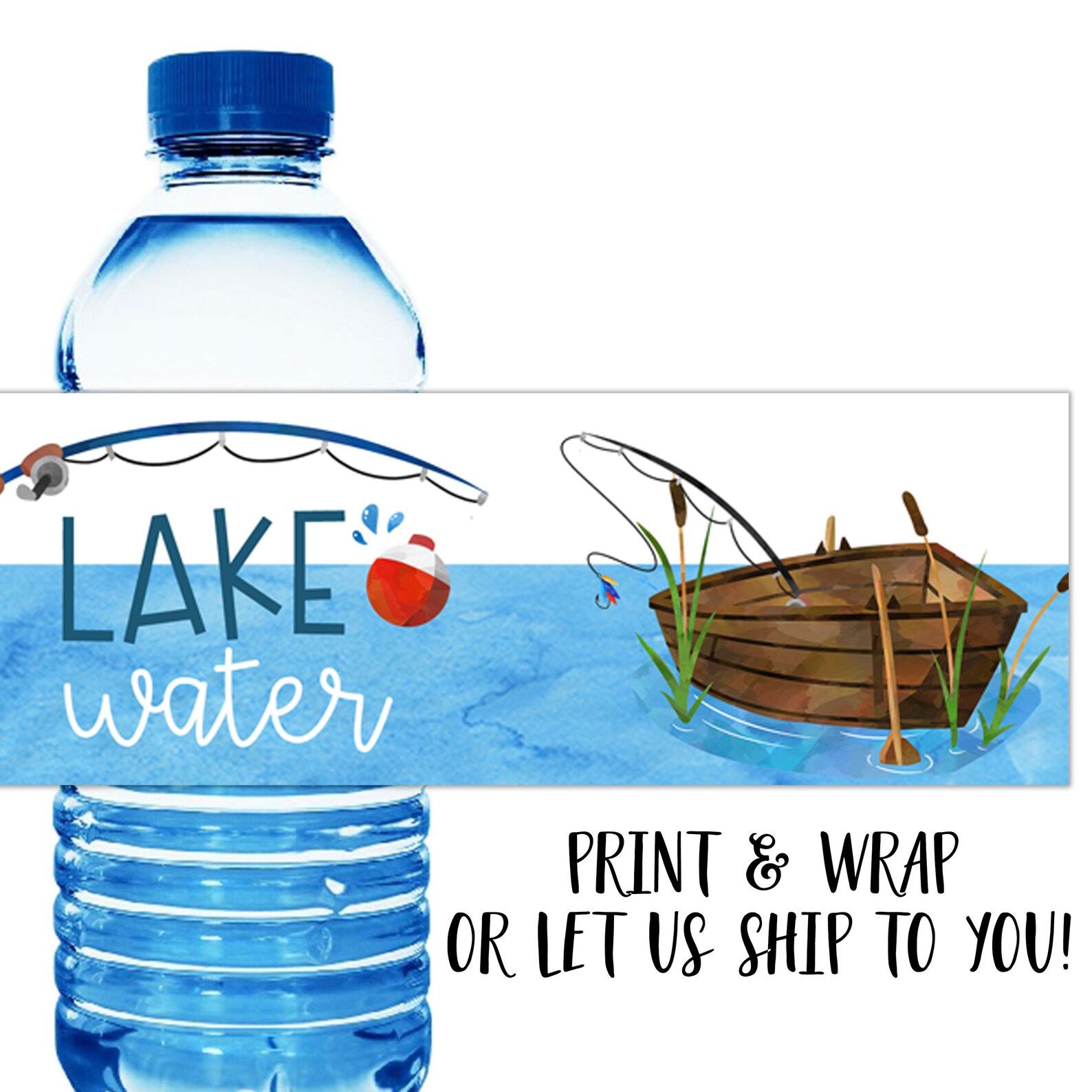 Lake Water Bottle Label, Fishing Birthday Water Bottle Label, Fish ...
