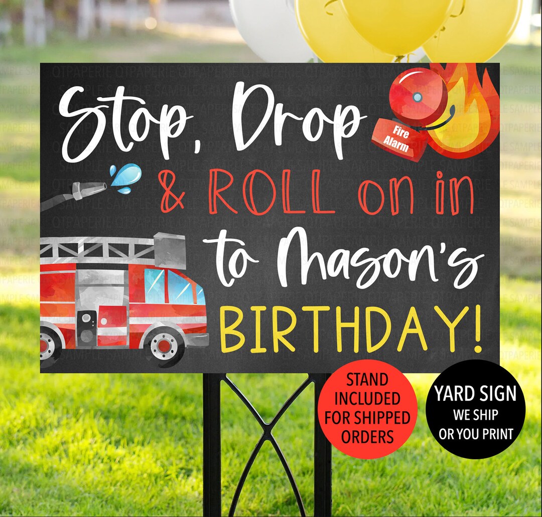 Firefighter Birthday Yard Sign, Firetruck Birthday Sign, Fire Truck ...