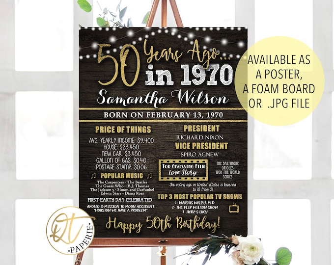 50th Birthday Poster | 50th Anniversary Poster | Chalkboard Poster | 50 ...