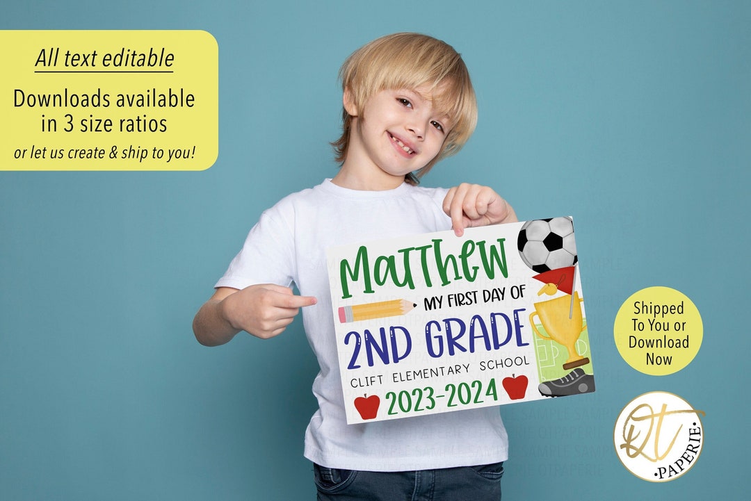 Soccer First Day of School Sign, Last Day of School Sign, Futbol Back ...