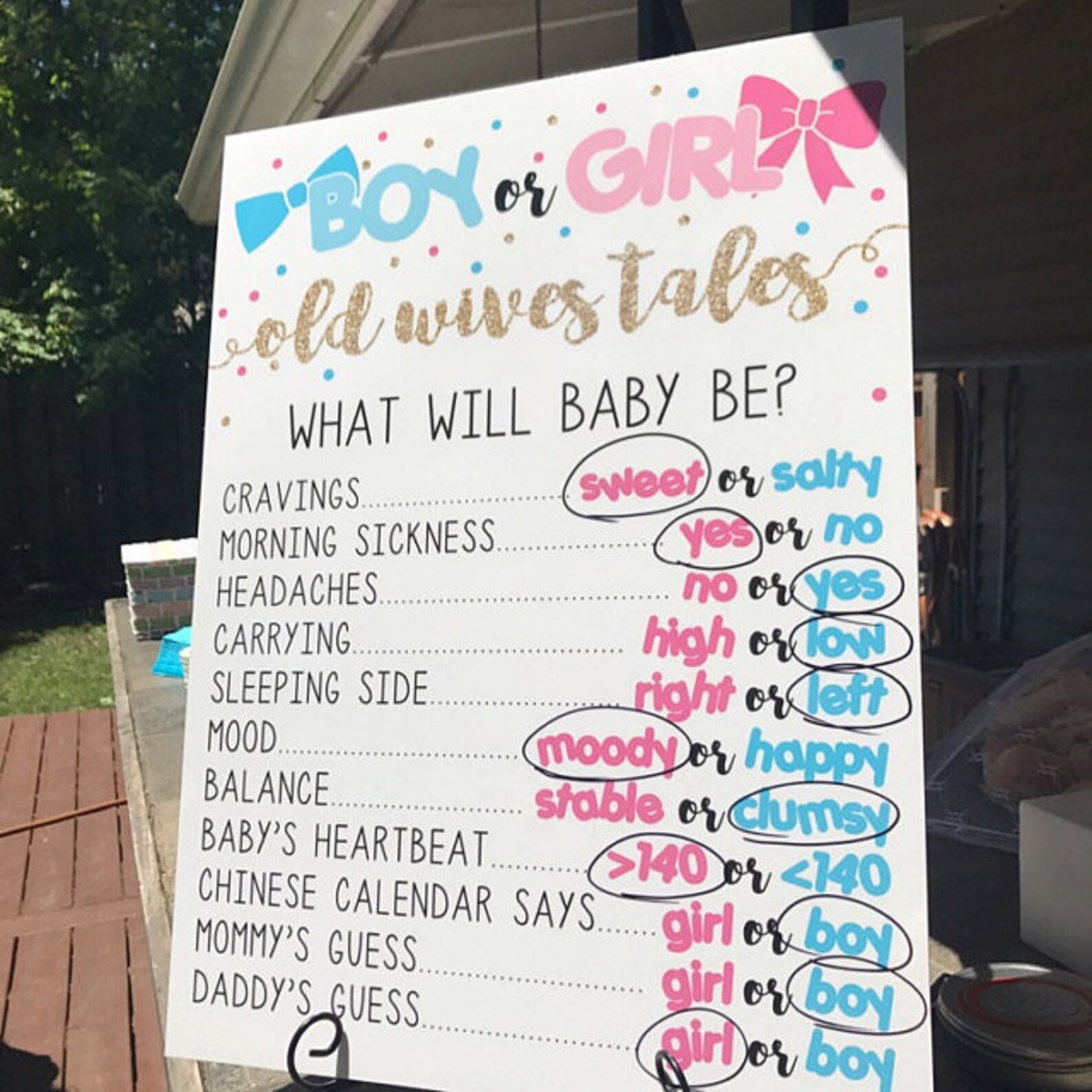Gender Reveal Sign Girl or Boy Gender Reveal Sign Old Wives - Etsy