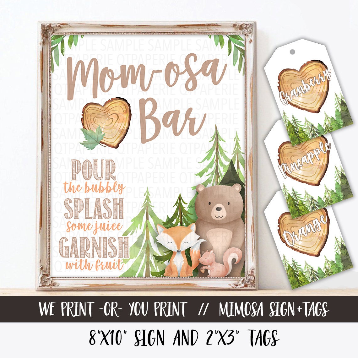 Woodland Momosa Bar Sign, Woodland Mimosa Bar Printable, Woodland Baby ...