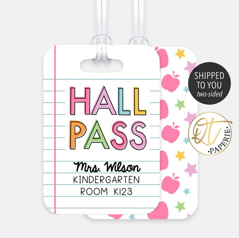 Personalized Classroom Hall Pass for Teachers, Teacher Appreciation ...
