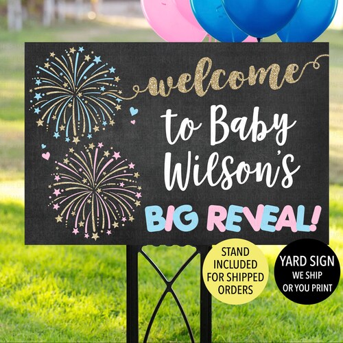Firework Gender Reveal Sign Firework Welcome Yard Sign | Etsy