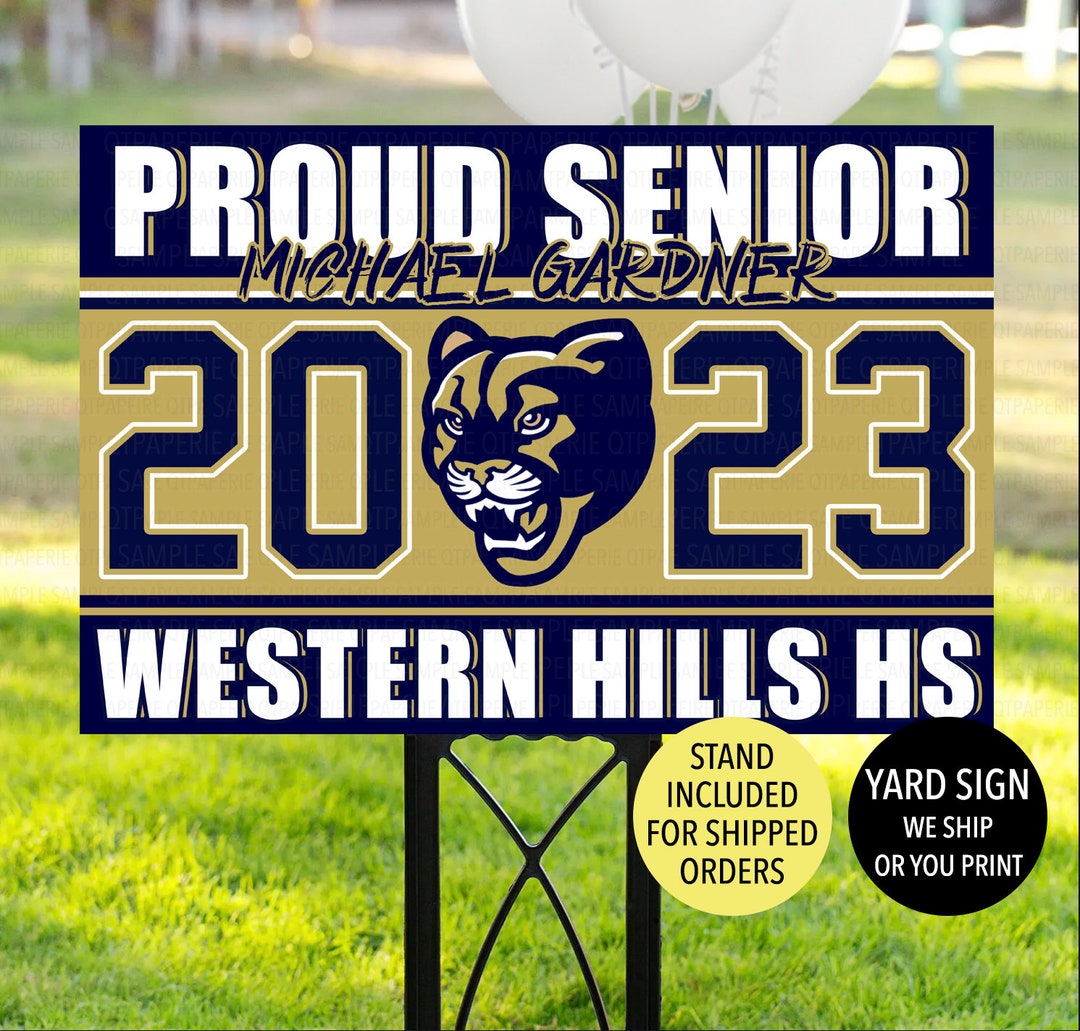 Proud Senior Yard Sign, High School Logo Sign, Senior Sign, Graduation ...