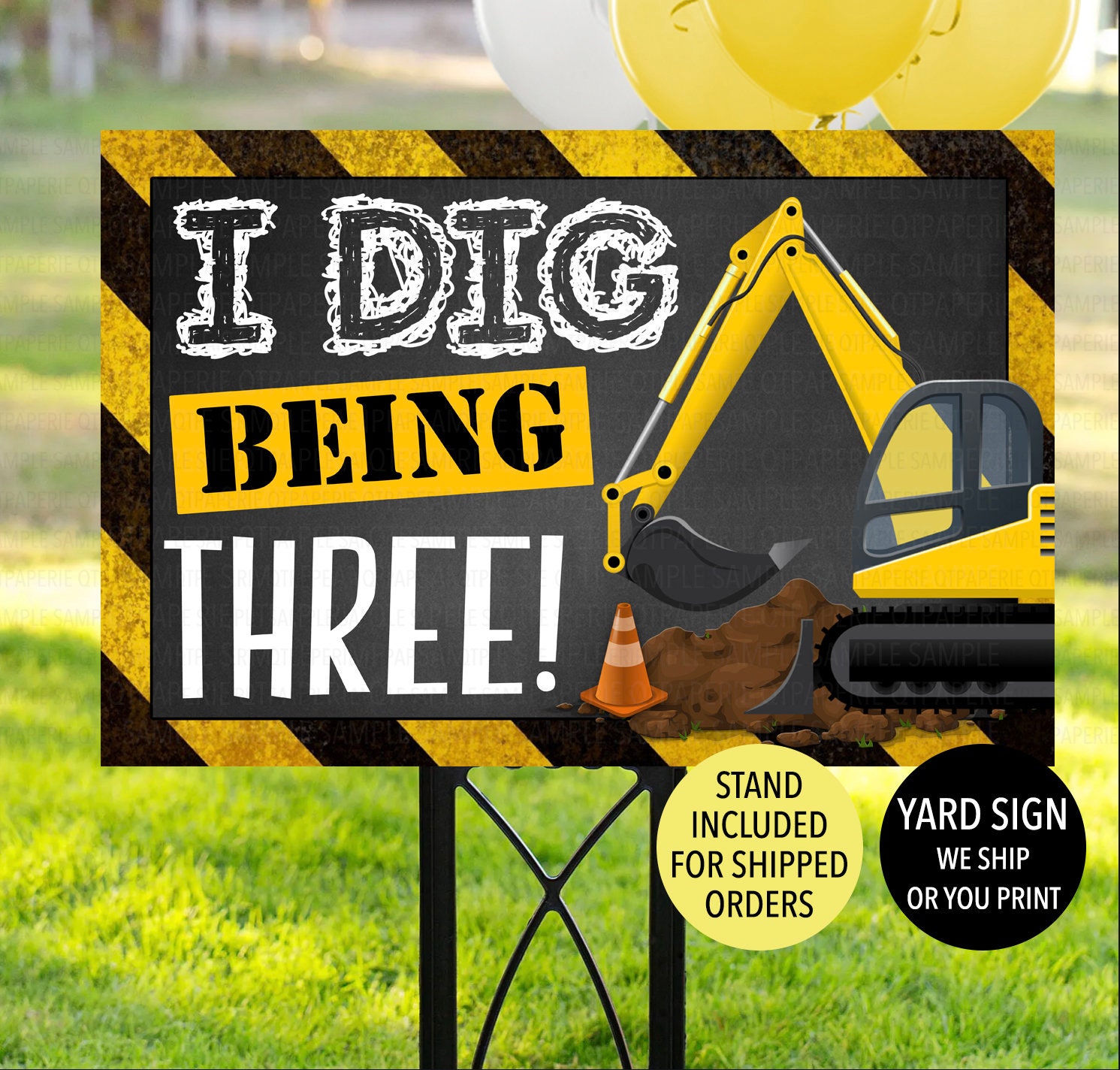 I Dig Being Three Yard Sign Construction Birthday Sign - Etsy Australia