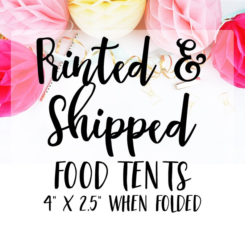 Printed Food Tents Food Labels Folded Food Tents Printed | Etsy
