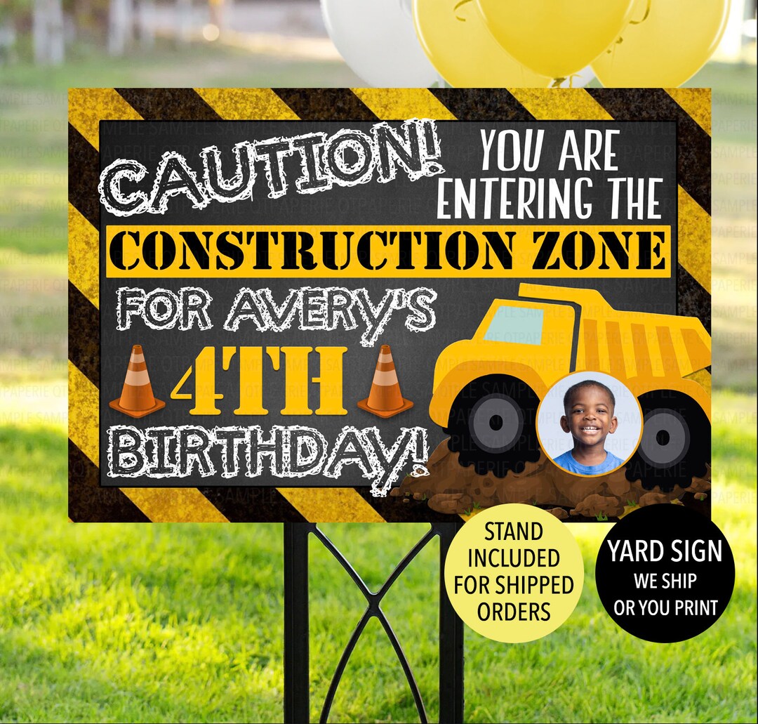 Construction Happy Birthday Yard Sign, Construction Welcome Sign ...