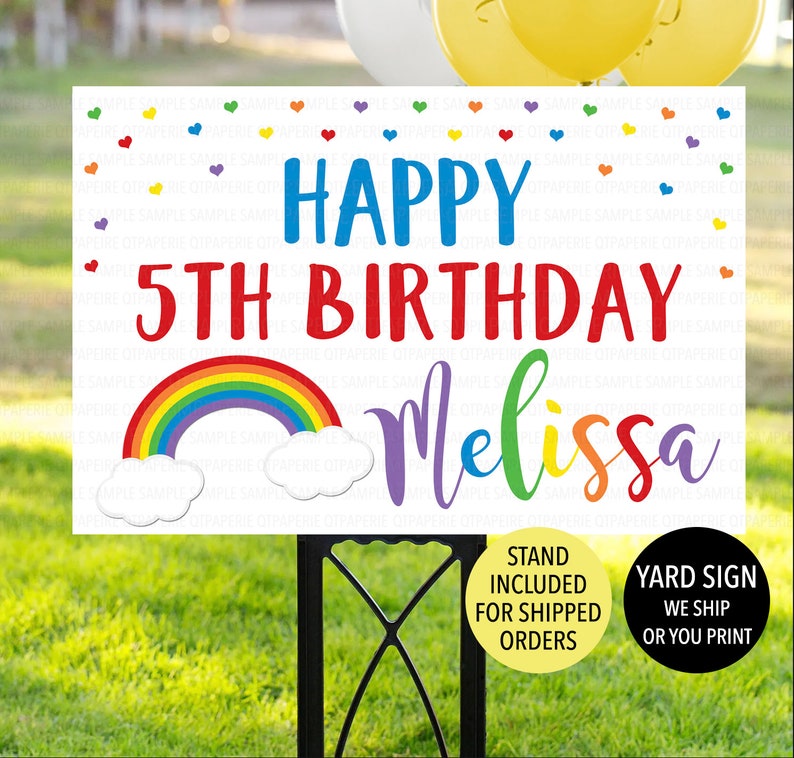 Rainbow Happy Birthday Sign Rainbow Yard Sign Rainbow - Etsy