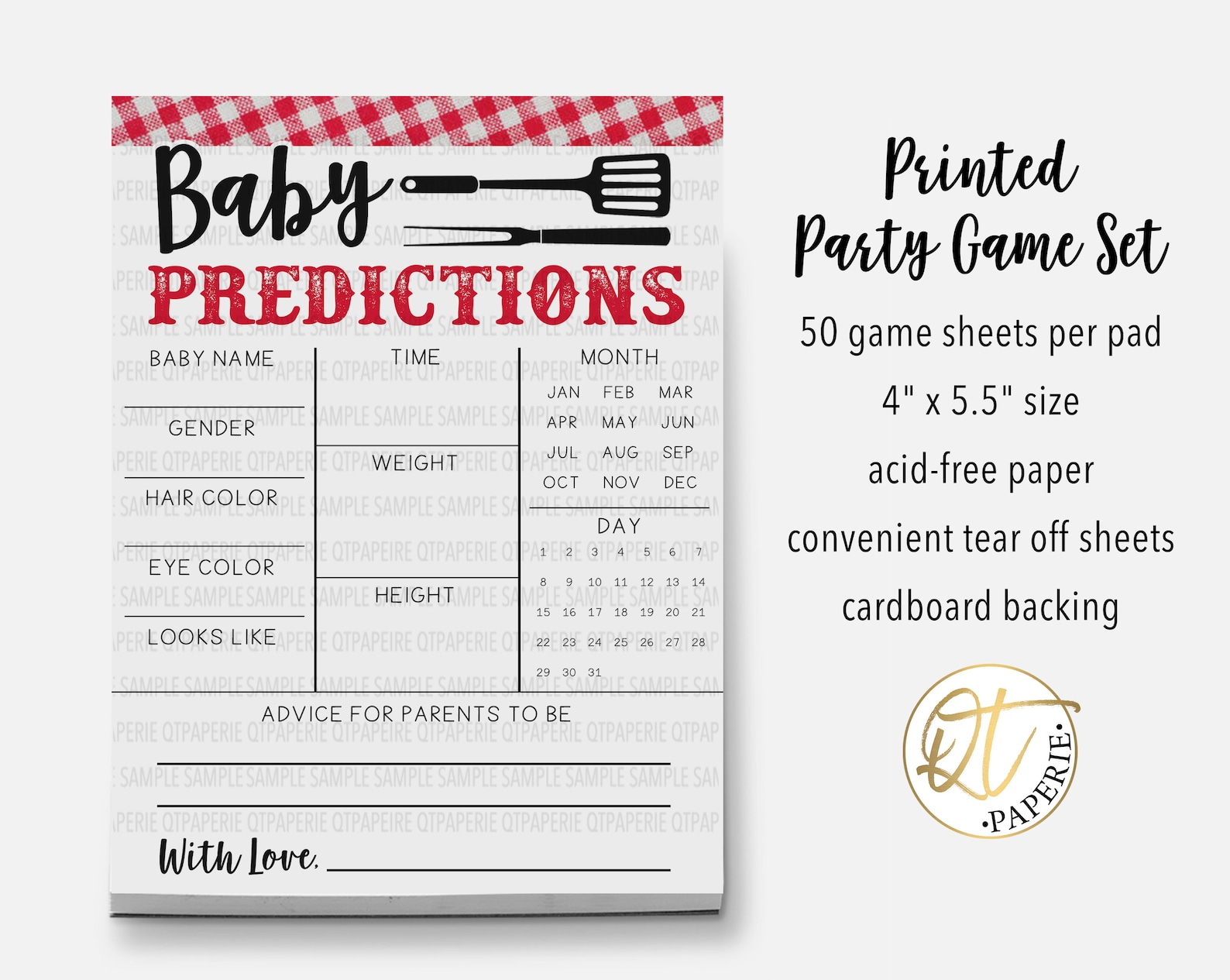 Baby Q Baby Shower Game, Baby Q Game, Baby Predictions Game, Barbeque ...