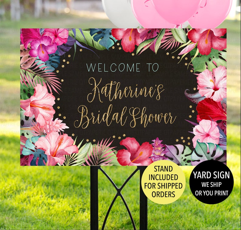 Tropical Yard Sign, Tropical Happy Birthday Sign, Tropical Welcome Sign ...