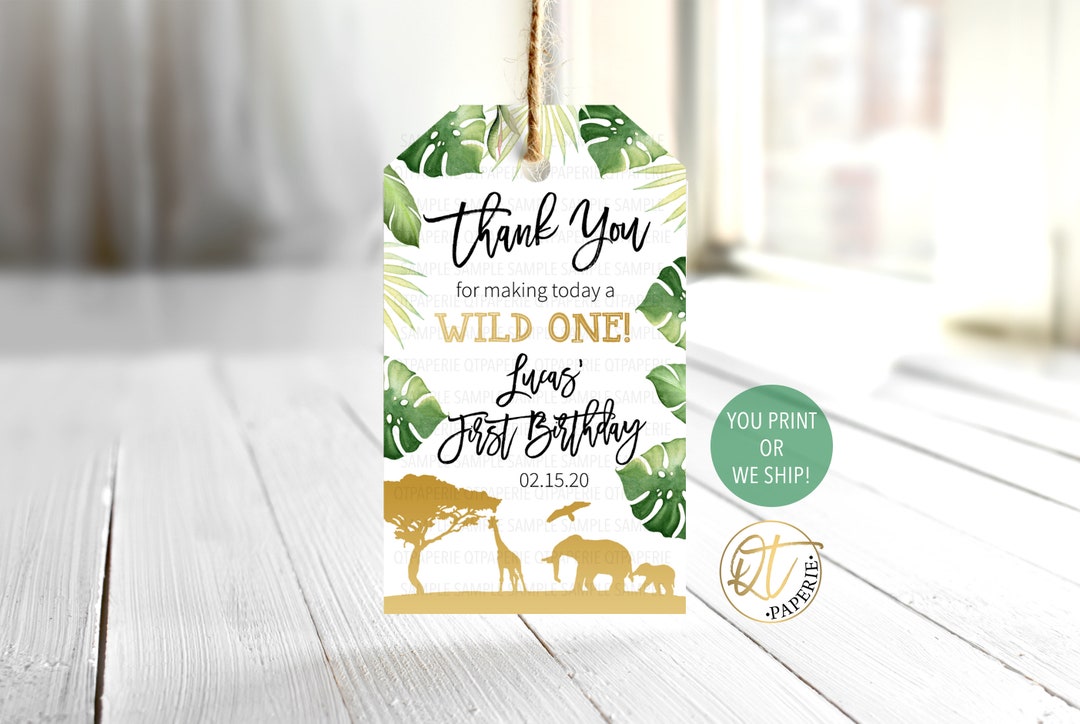 Wild One Birthday Tag, Safari Animal First Birthday Tag, Safari ...