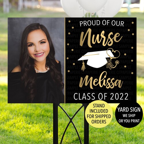 Nursing Graduate Yard Sign Nurse Yard Sign Gold Nurse - Etsy