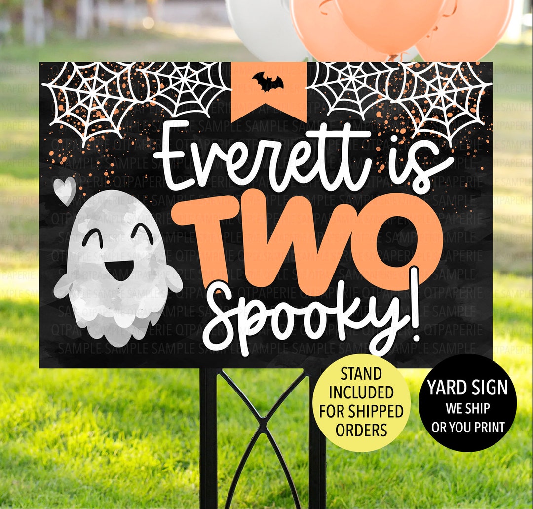 Two Spooky Birthday Sign, Halloween 2nd Birthday Party Welcome Sign ...