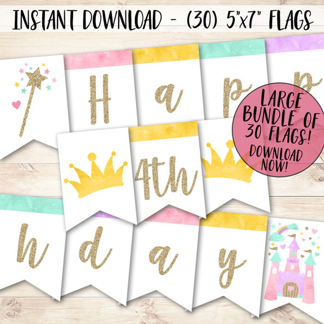 Princess Banner, Princess Birthday Banner, Princess Party Banner ...