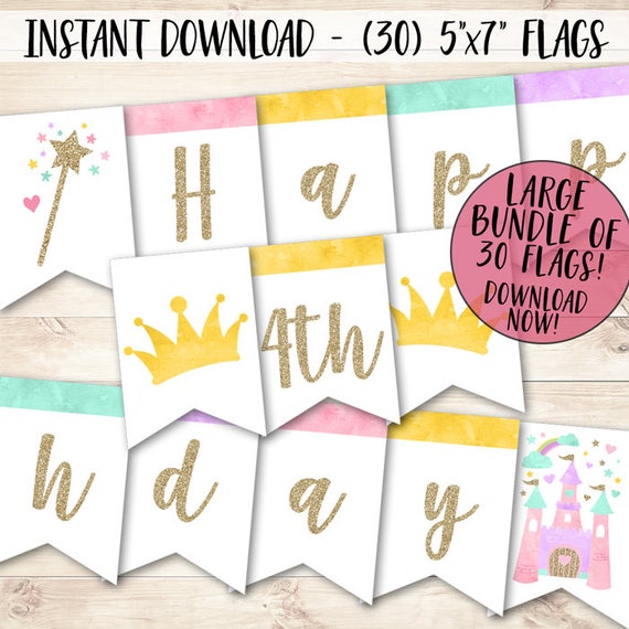 Princess Birthday Banner Templates