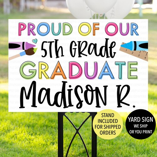 5th Grade Graduate Yard Sign Elementary Graduation Sign 5th - Etsy