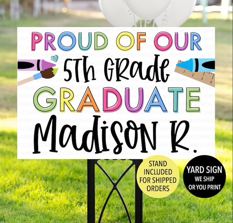 5th Grade Graduate Yard Sign, Elementary Graduation Sign, 5th Grade ...