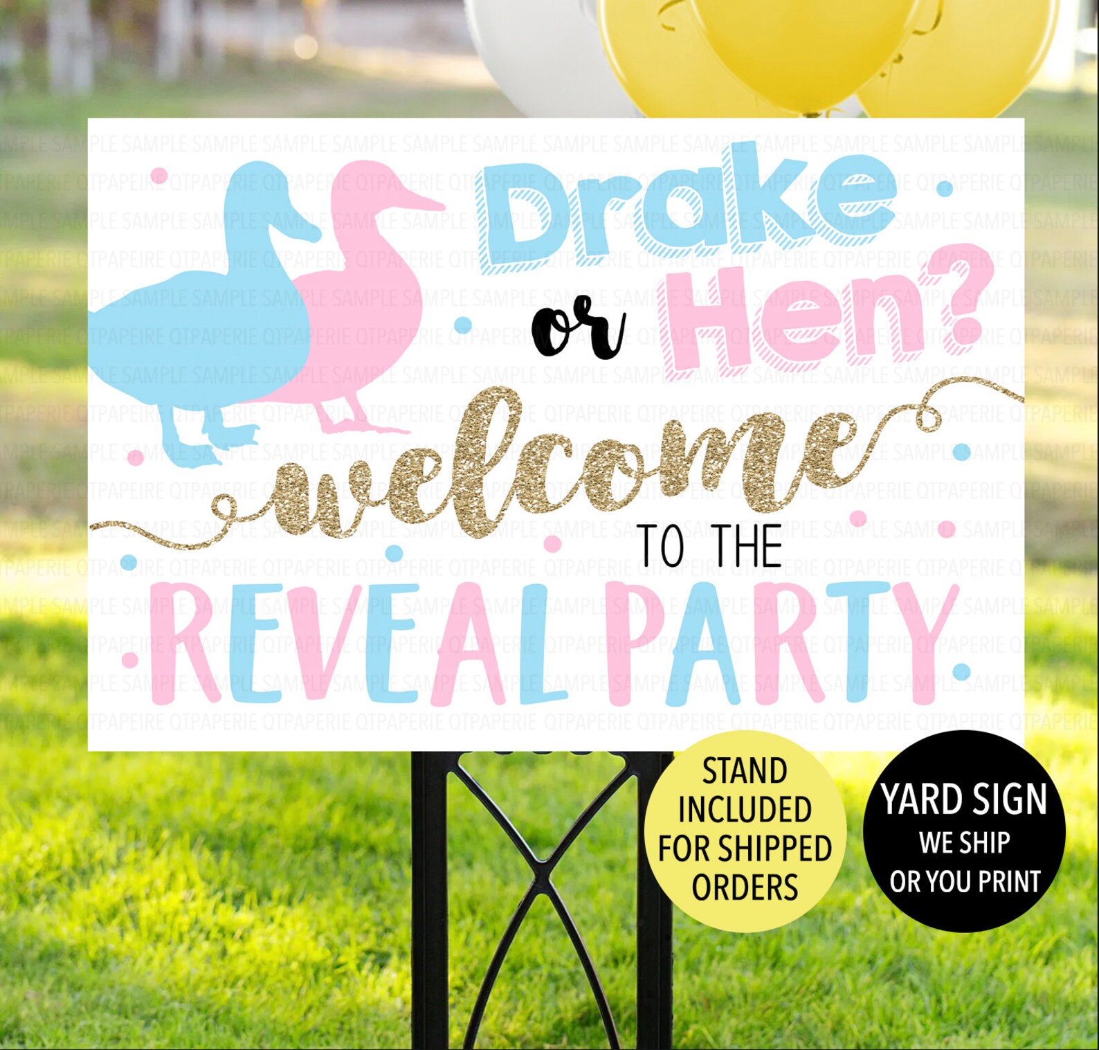 Drake or Hen Gender Reveal Sign Drake Hen Reveal Welcome - Etsy