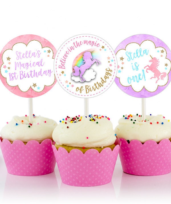 Unicorn Cupcake Topper Unicorn Birthday Cupcake Magical - Etsy