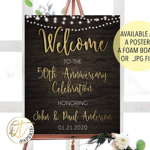 Rustic 50th Anniversary Welcome Sign 50th Anniversary | Etsy