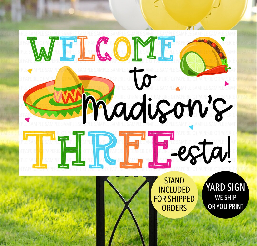 Three Esta Birthday Sign, Girl Three Esta Welcome Sign, Mexican Fiesta ...