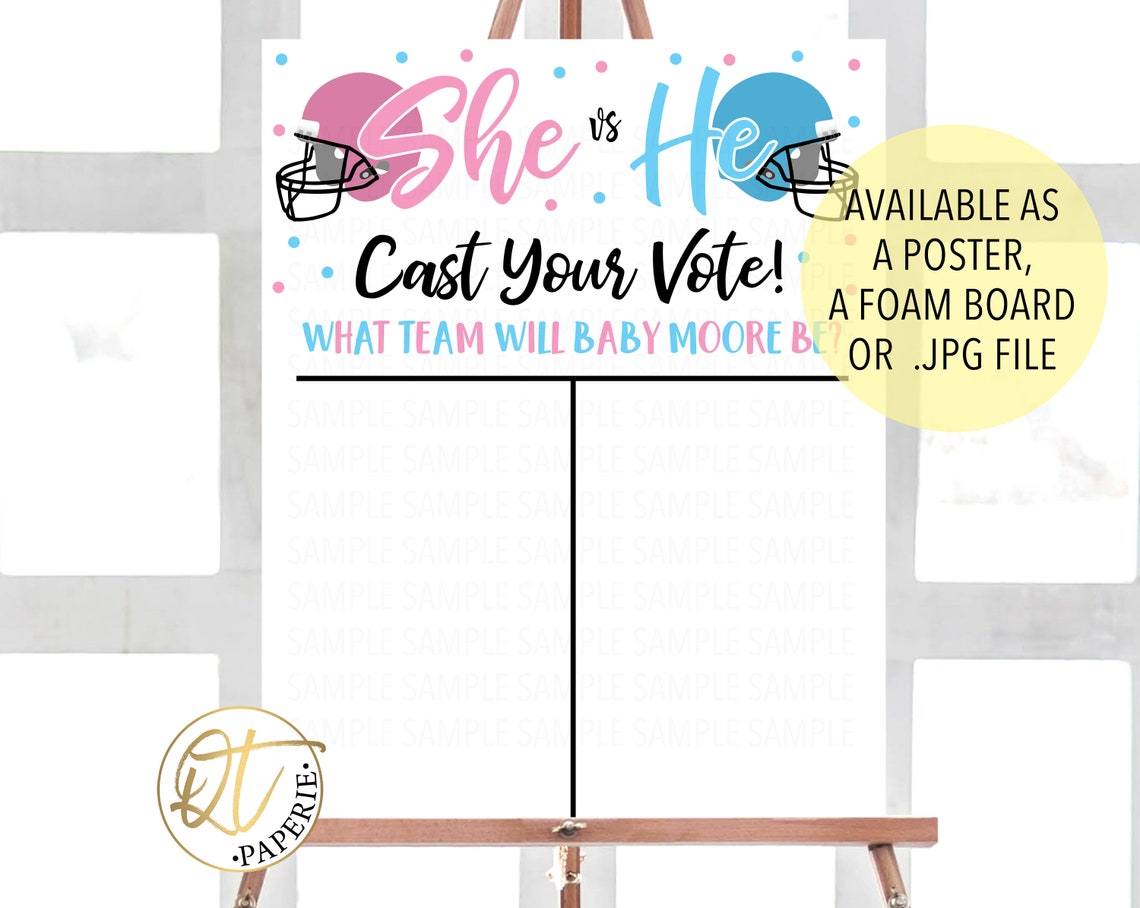 Football Baby Reveal Vote Sign Football Girl Vs Boy Vote | Etsy