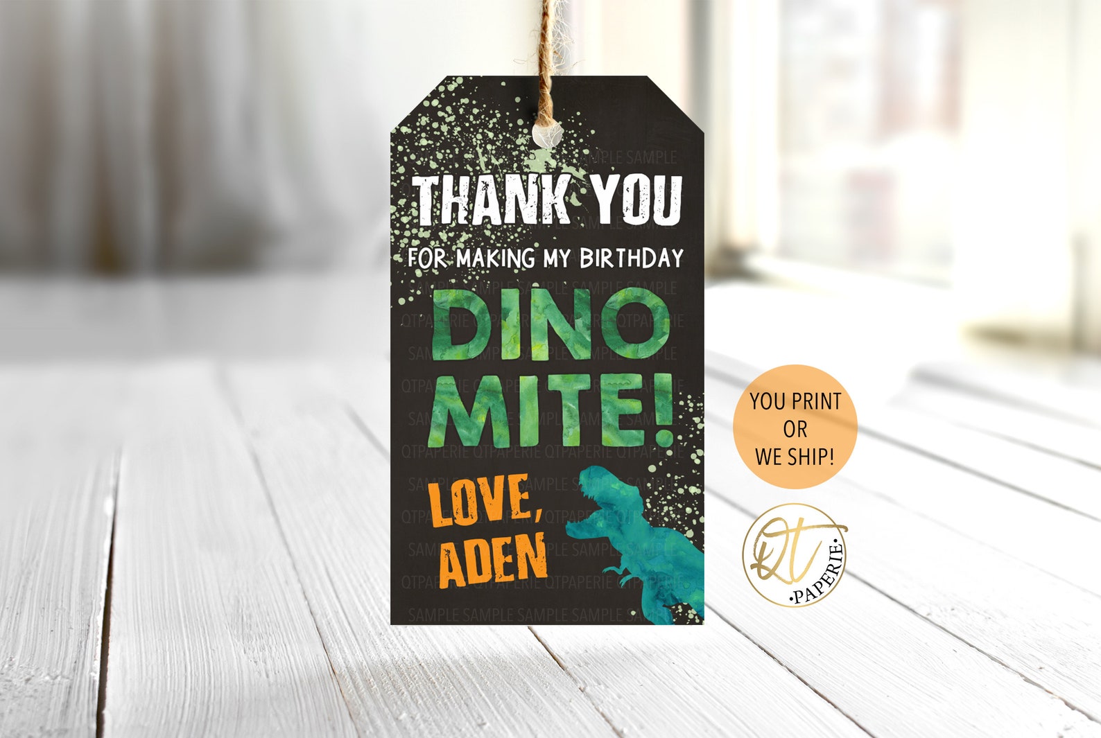 Dinosaur Birthday Thank You Tag, Dinosaur Thank You, Dino Mite Party ...