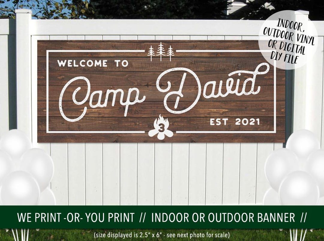 Camp Birthday Banner, Camp Welcome Banner, Camping Birthday Backdrop ...