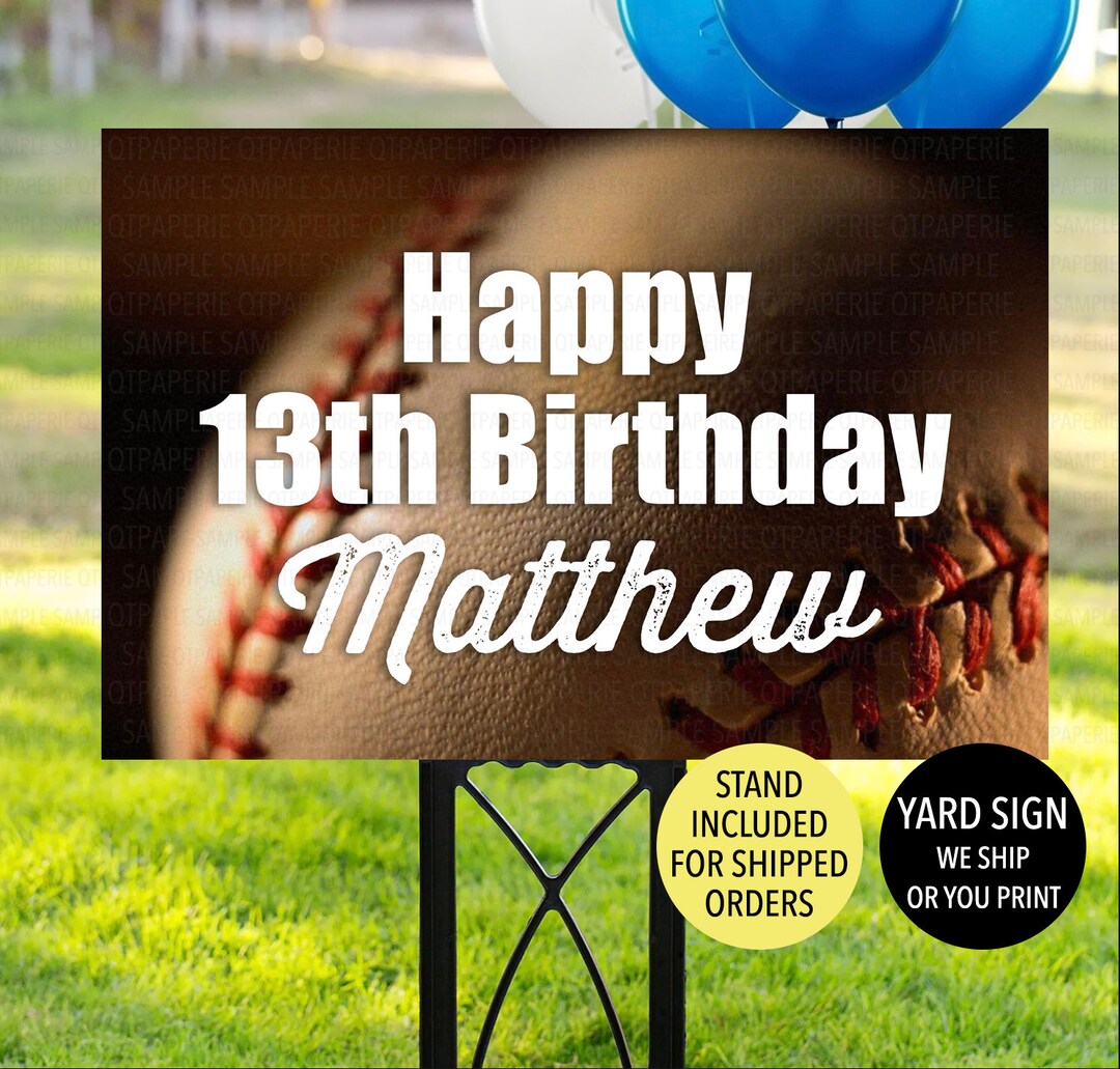 Baseball Happy Birthday Yard Sign, Baseball Yard Sign, Baseball ...
