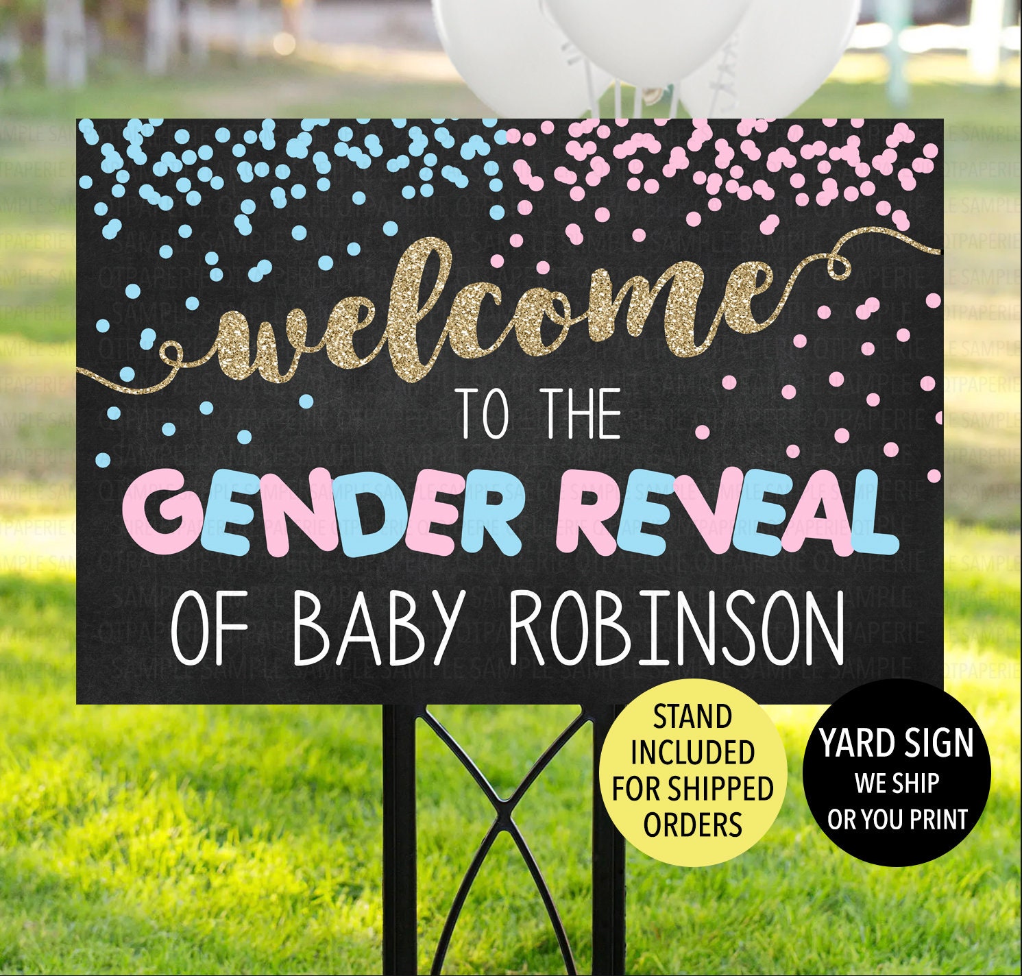 Confetti Gender Reveal Welcome Sign Confetti Reveal Welcome - Etsy