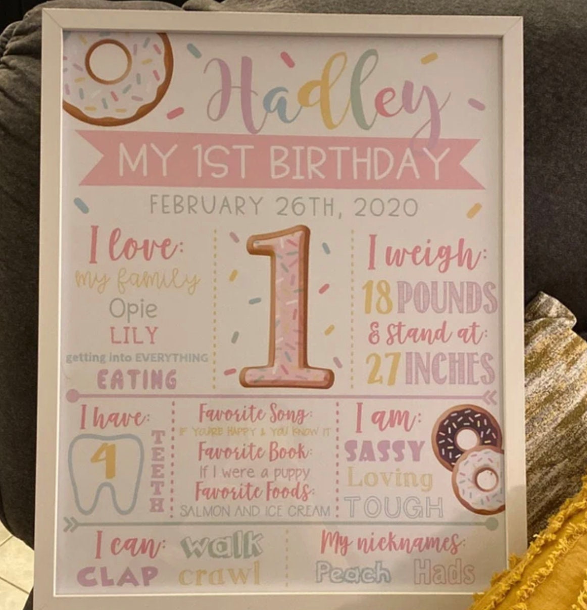 Donut 1st Birthday Sign Donut First Birthday Poster Donut | Etsy