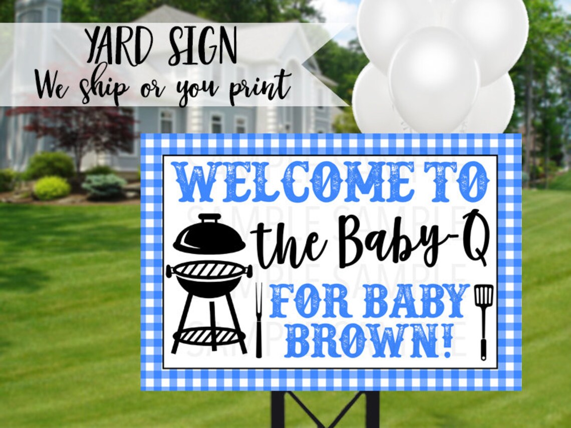 Boy Baby Q Baby Shower Sign Blue Barbeque Baby Shower Yard - Etsy