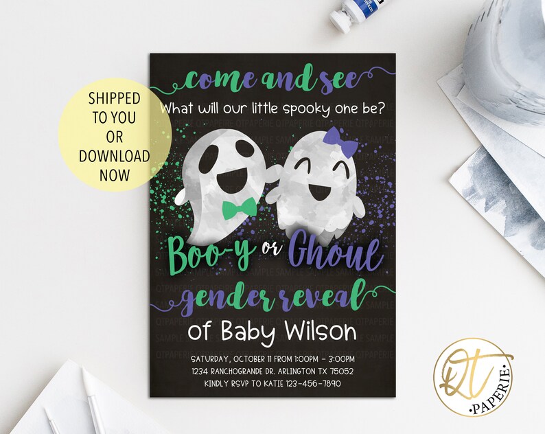 Ghost Gender Reveal Invitation Boo-y or Ghoul Invitation | Etsy