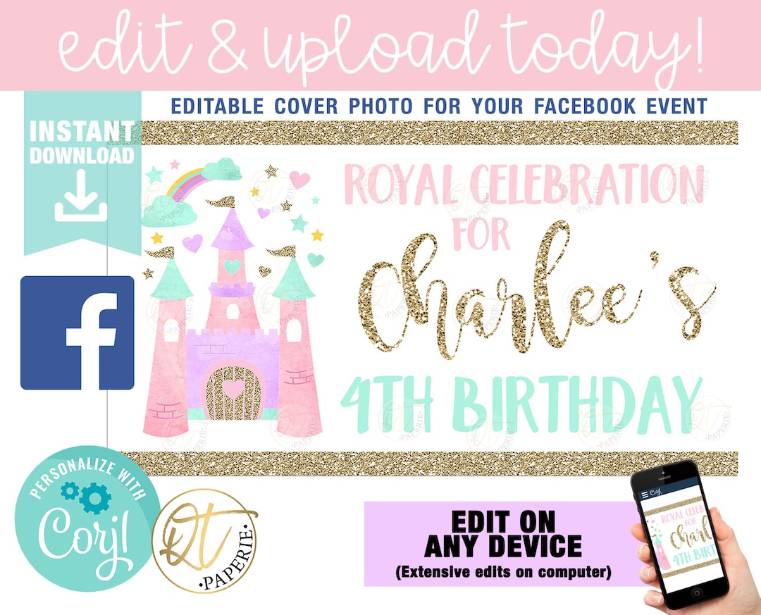 Princess Birthday Facebook Cover, Facebook Event Cover, Princess ...
