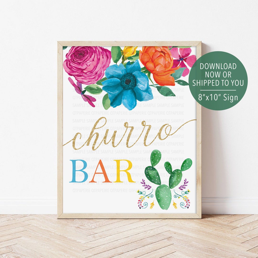 Churro Bar Sign, Mexican Baby Shower Decorations, Fiesta Bridal Shower ...