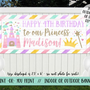 Princess Birthday Banner, Princess Vinyl Banner, Outdoor Princess Party ...