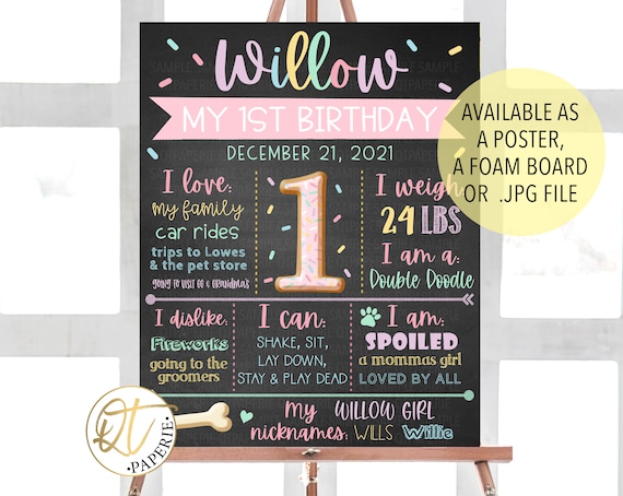 Dog First Birthday Sign Puppy 1st Birthday Poster Puppy - Etsy