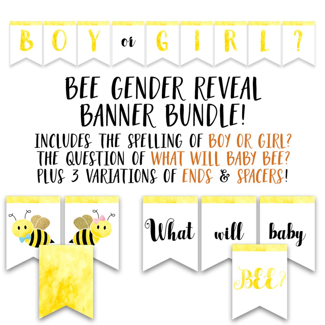Bee Gender Reveal Banner Bee Banner Bee Theme Gender Reveal - Etsy