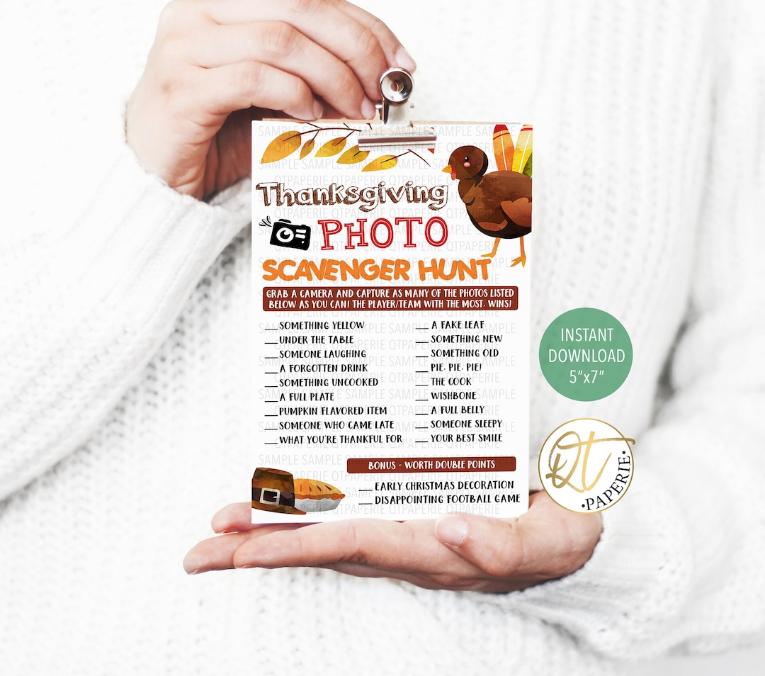 Thanksgiving Photo Scavenger Hunt Game, Kids Thanksgiving Scavenger ...