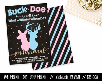 Buck or Doe Gender Reveal Party Invitation Hunting Theme, Buck or Doe ...