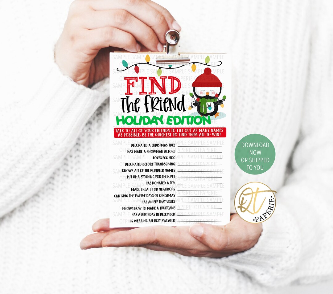 Find the Friend Holiday Game, Classroom Find the Guest Game, Fun ...