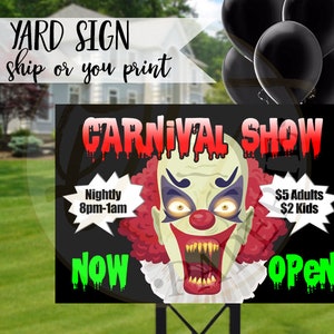 Clown Carnival Sign, Haunted Carnival Event Sign, Halloween Carnival ...