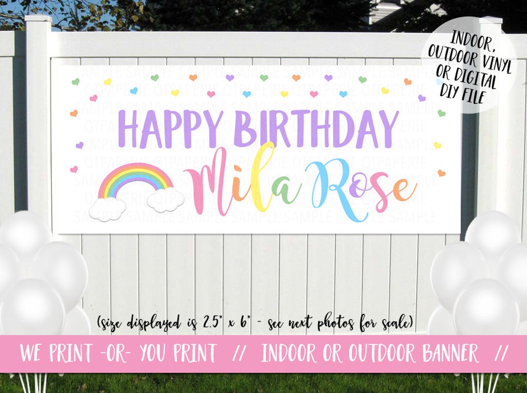 Pastel Rainbow Birthday Banner, Rainbow Birthday Decoration, Pastel ...